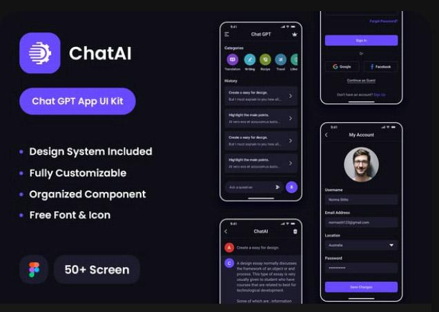 ChatAI - Chat GPT App Figma UI Kit - NicePSD 优质设计素材下载站